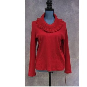 Rafaella | Sweaters | New Rafaella Petite Red Ruffled Cowl Neck Sweater ...